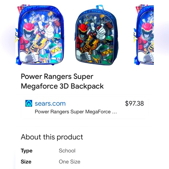 Power Ranger | Accessories | Backpack Christmas Gift Idea Power Rangers ...